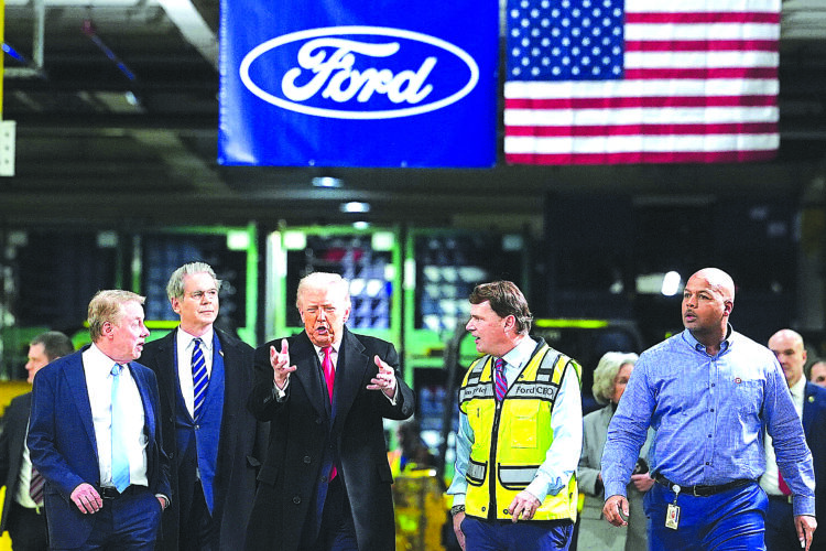 Trump visits a Ford truck factory, aiming to promote his efforts to ...